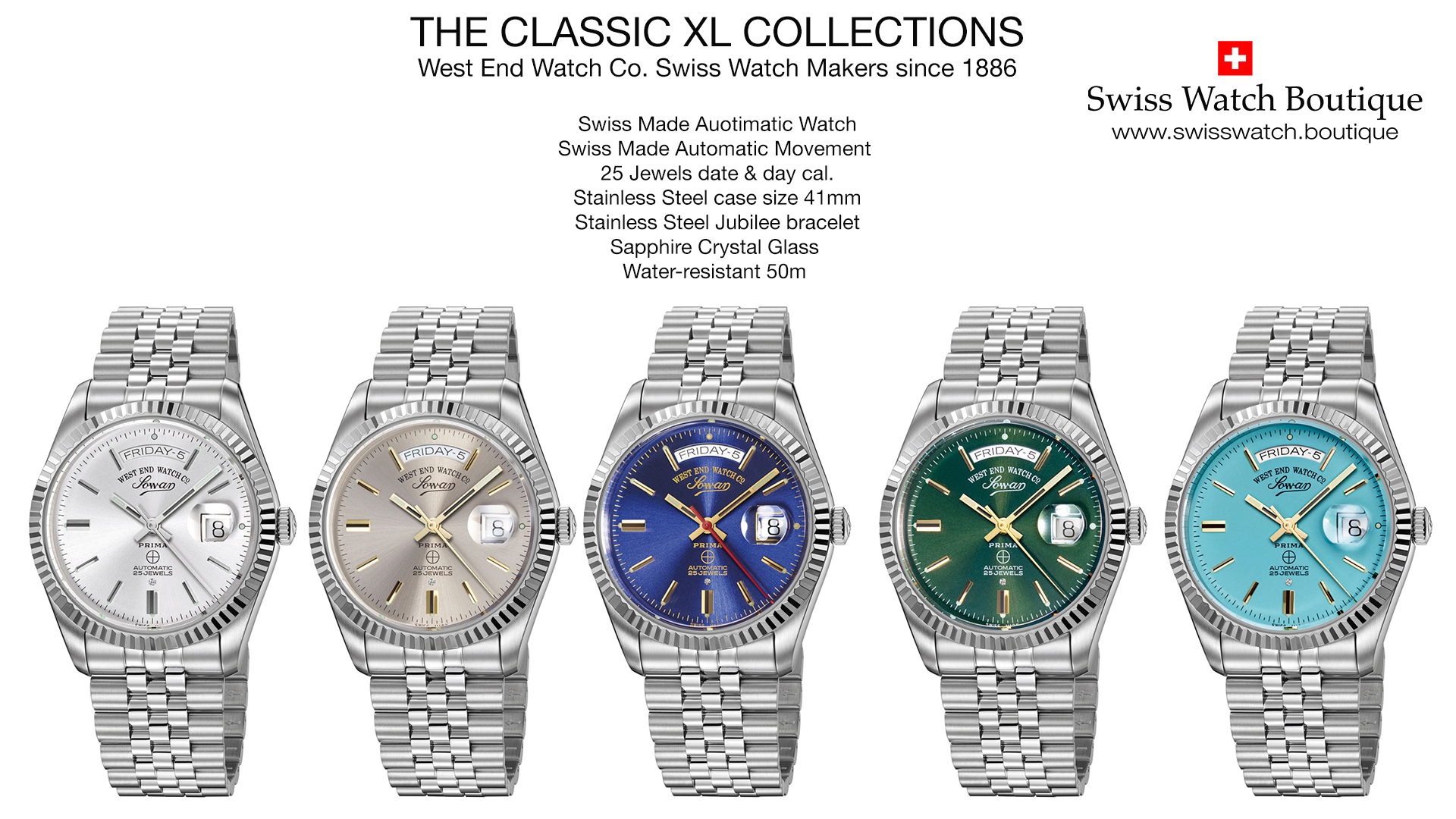 The West End Swiss Made Automatic Watch ‘THE CLASSIC’ Day-Date ...